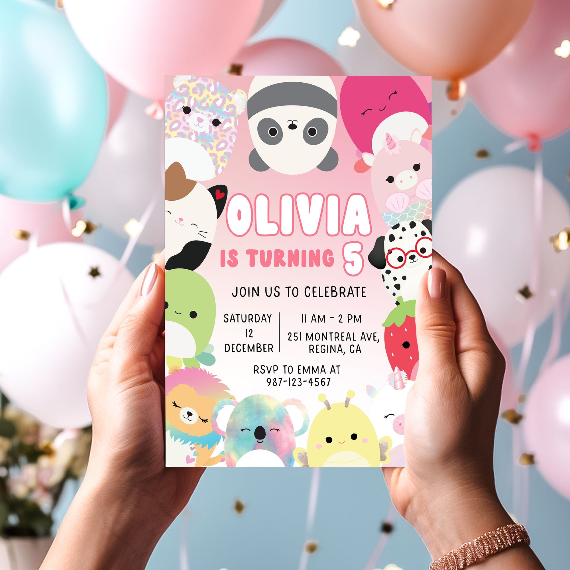 Editable Squishmallow Invitation Printable Squish Birthday Invitation ...