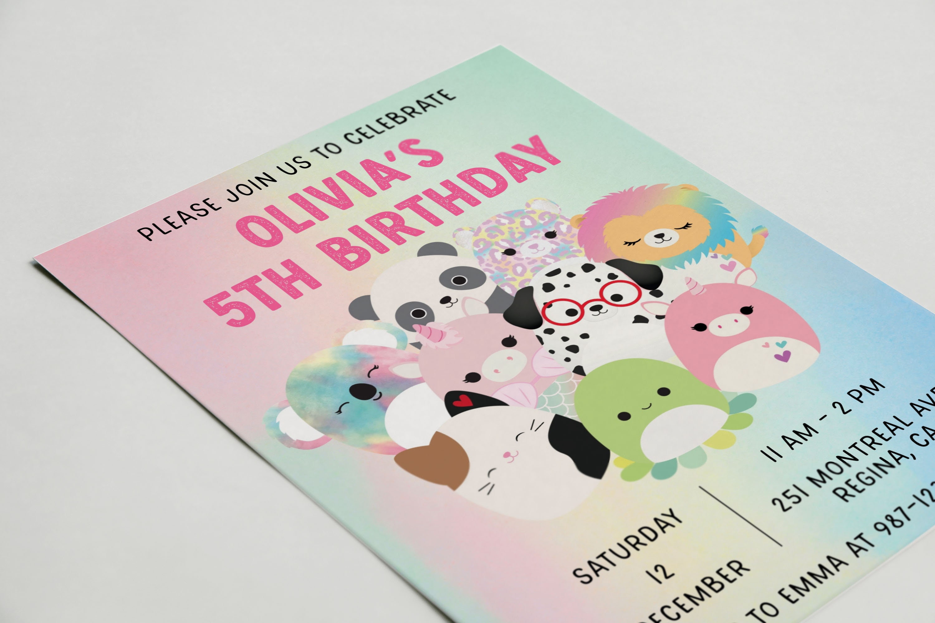 Editable Squishmallow Invitation Printable Squish Birthday Invitation ...