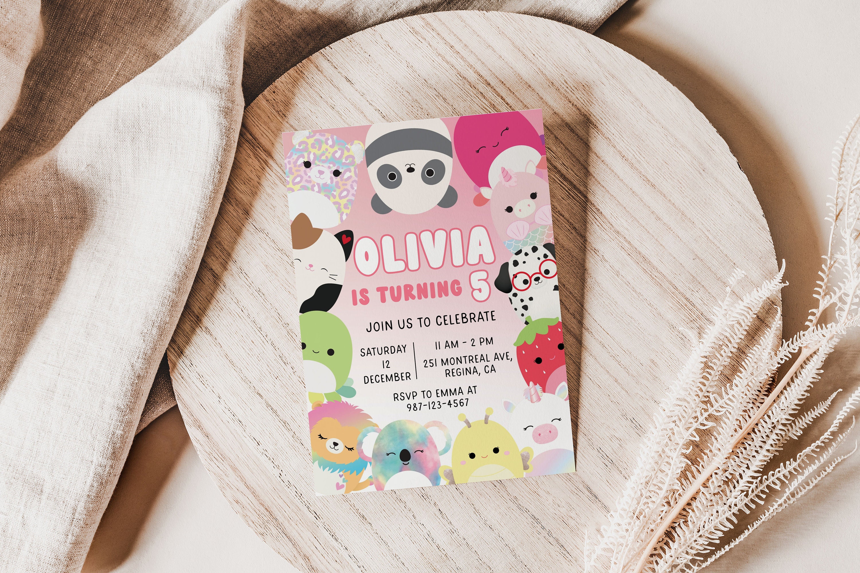 Editable Squishmallow Invitation Printable Squish Birthday Invitation ...