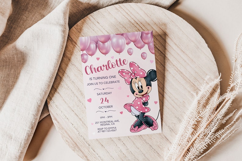 Editable Minnie Birthday Invitation Inspired Invite Any Age Digital 5x7 ...