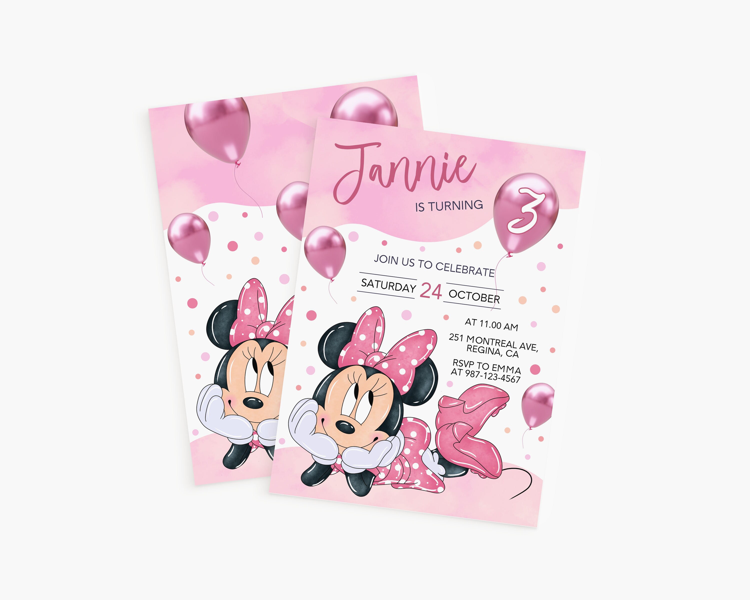 Editable Minnie Birthday Invitation Inspired Invite Any Age Digital 5x7 ...