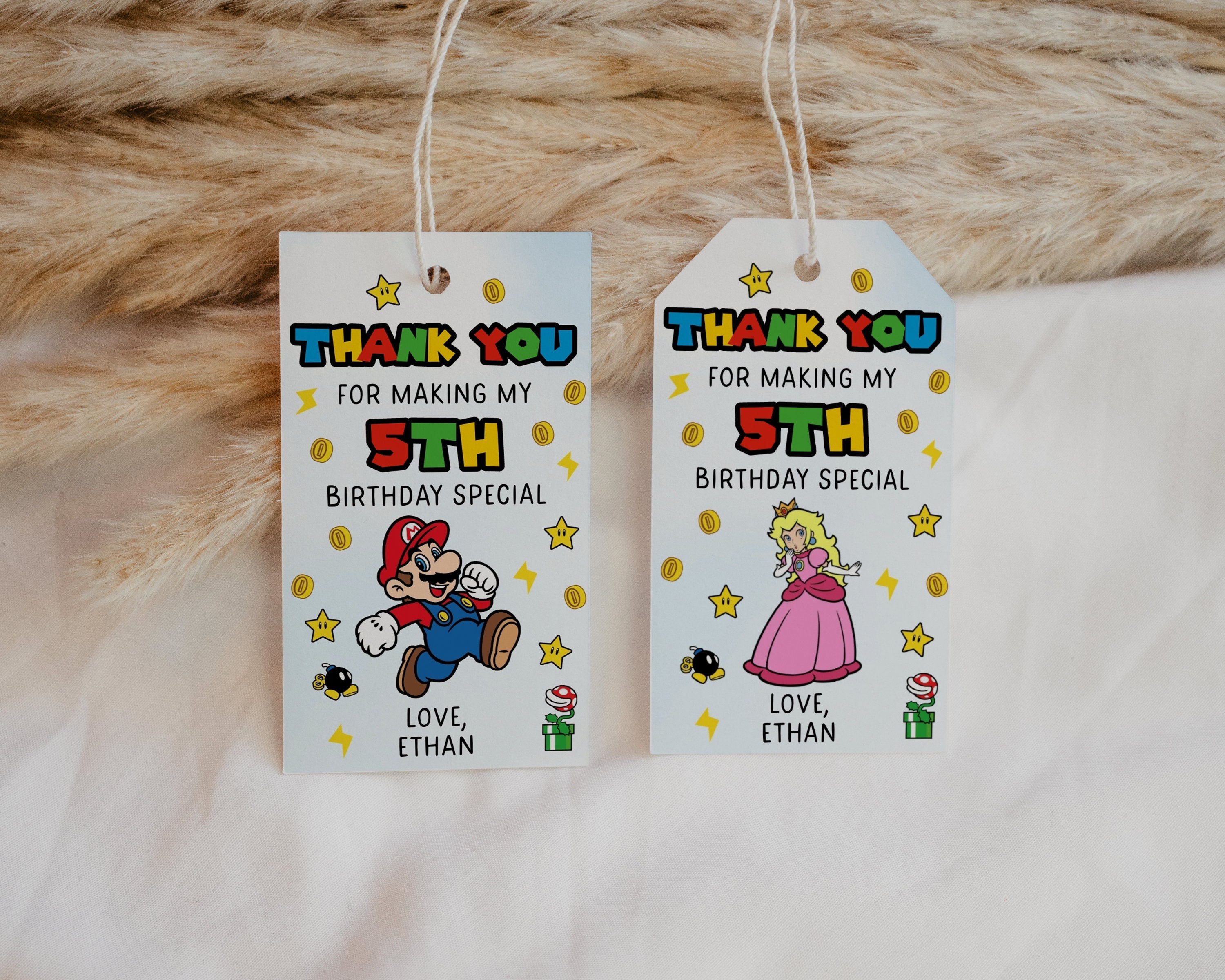 Editable Mario Bros Thank You Tag Super Mario Birthday Gift Tag Super ...