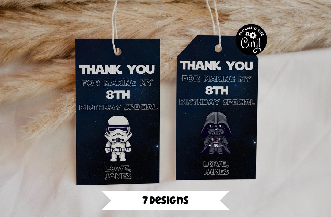 Editable Star War Birthday Gift Tags Template Printable Birthday Party ...