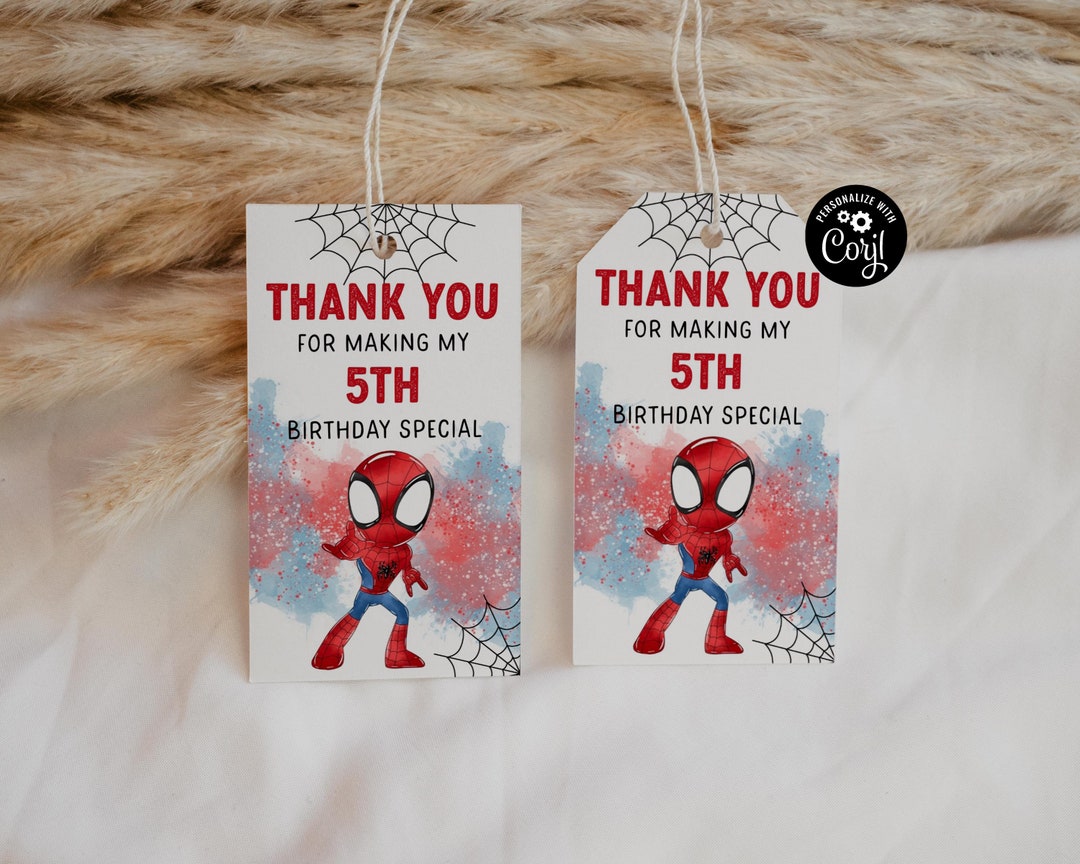Editable Superhero Gift Tag Superhero Birthday Party Tag Spidey ...