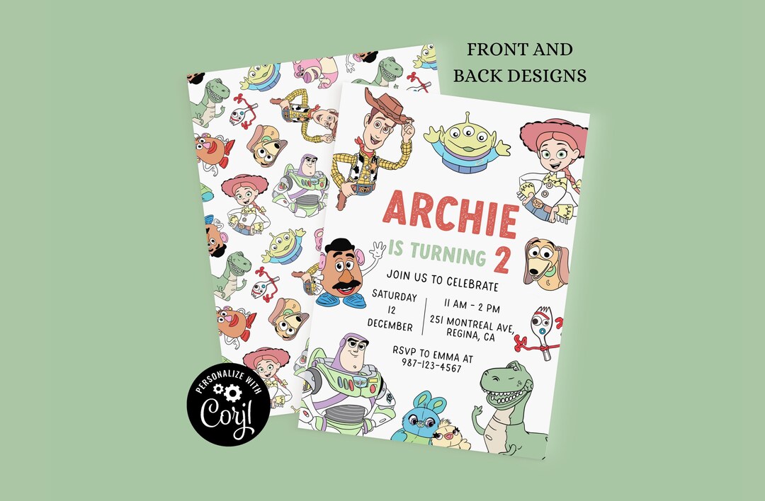 Editable Toy Story Birthday Invitation Template Toy Story Invitation ...