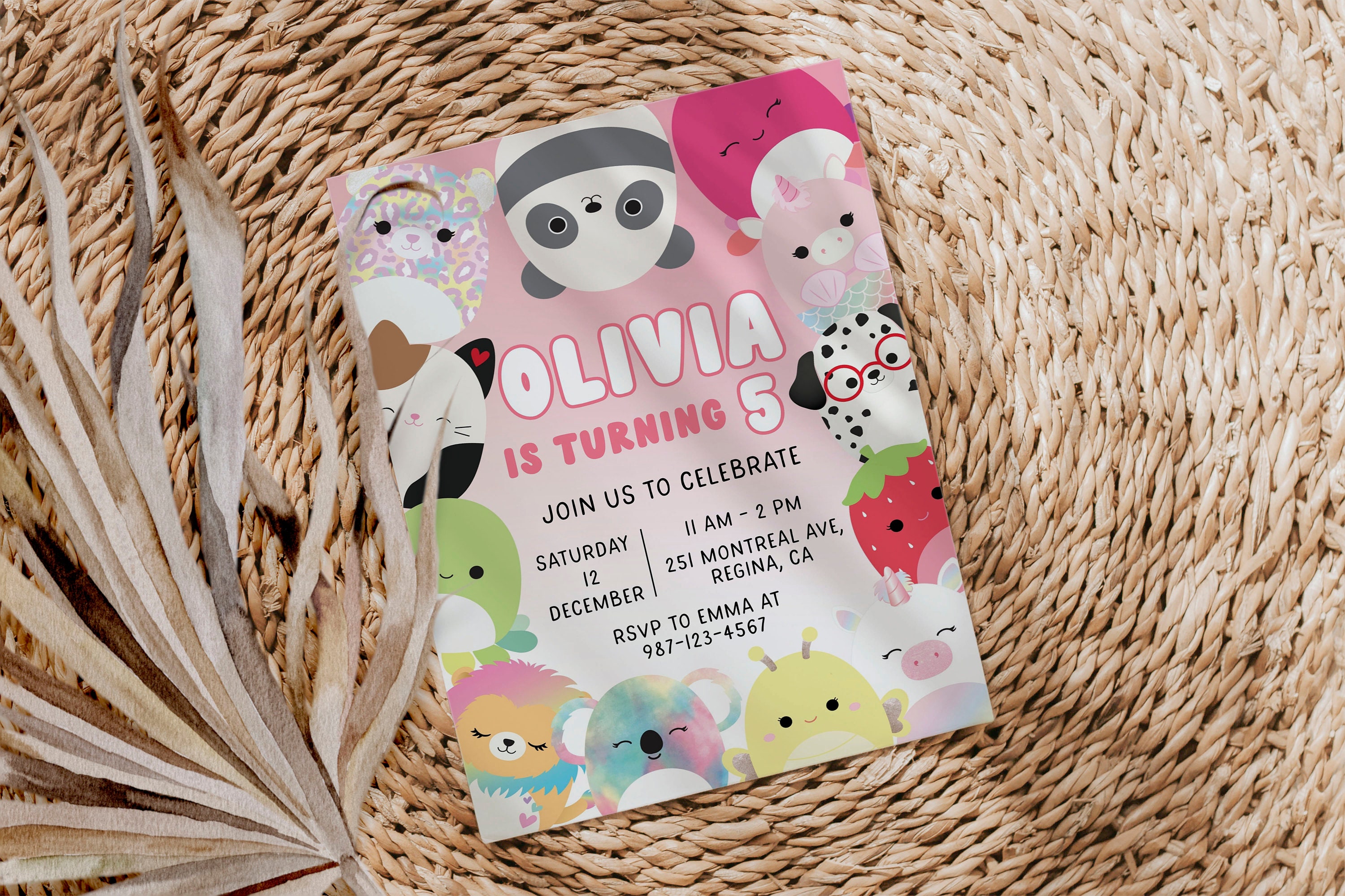 Editable Squishmallow Invitation Printable Squish Birthday Invitation ...