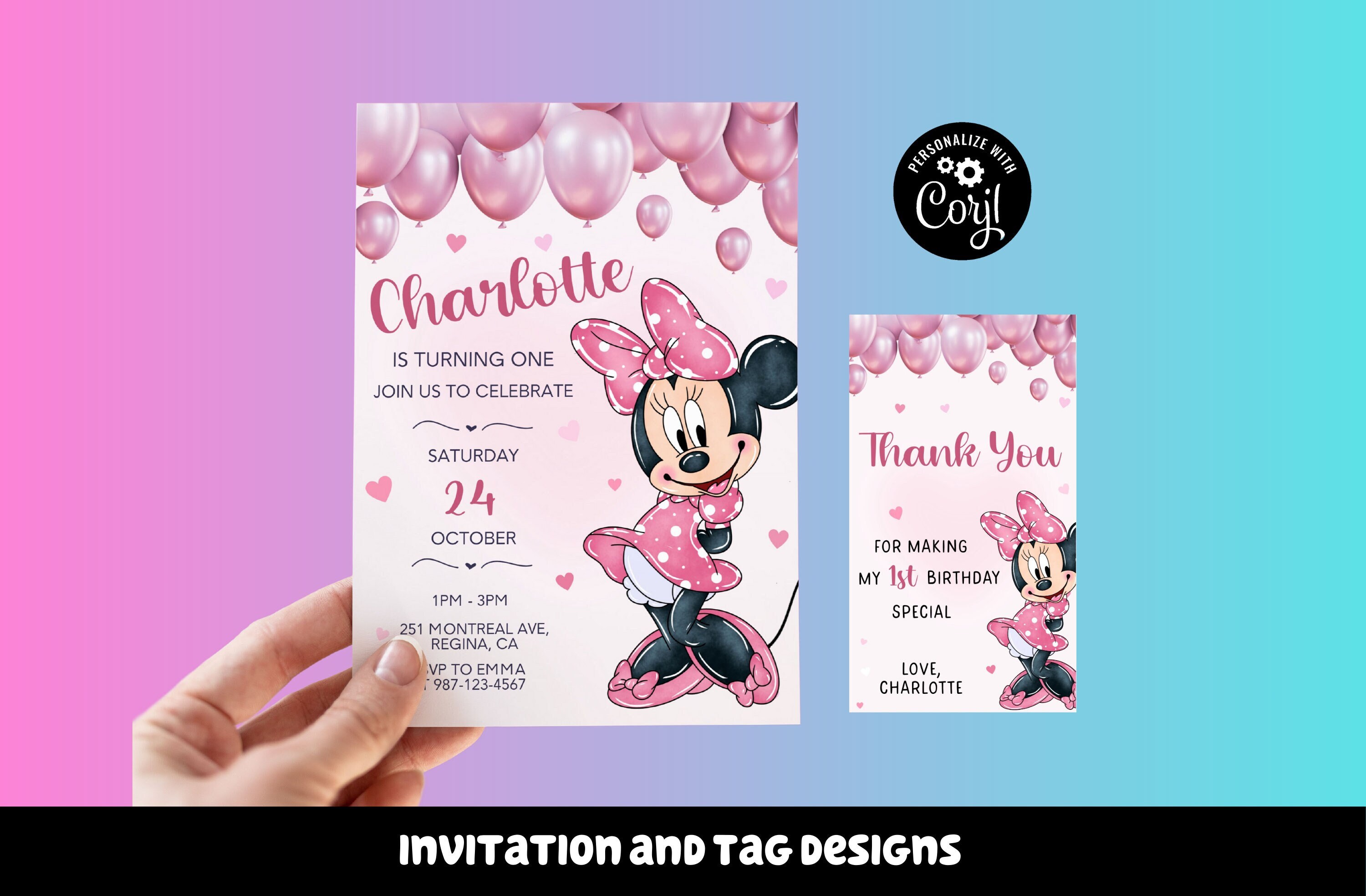 Editable Minnie Birthday Invitation Inspired Invite Any Age Digital 5x7 ...