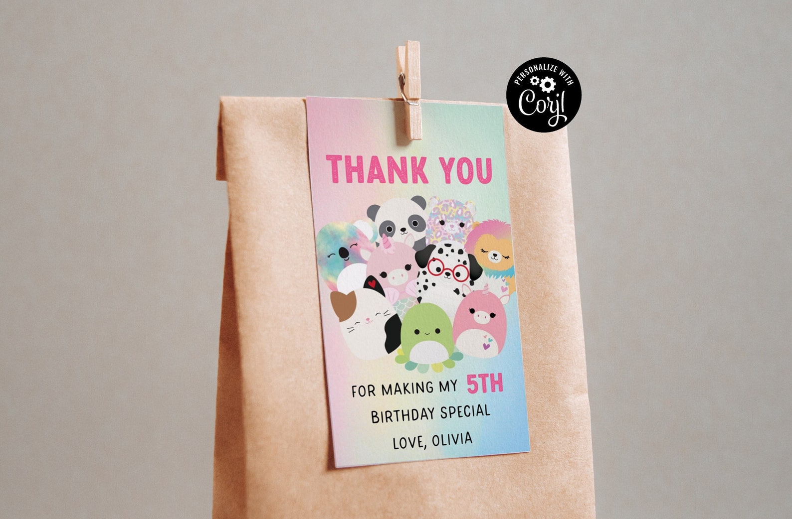 Editable Squishmallow Gift Tag Printable Squish Birthday Tg Girl ...