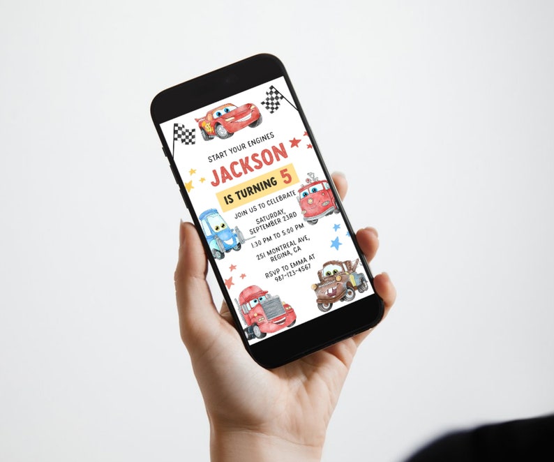 Editable Cars Birthday Party Invitation Cars Lightning Birthday Invite ...