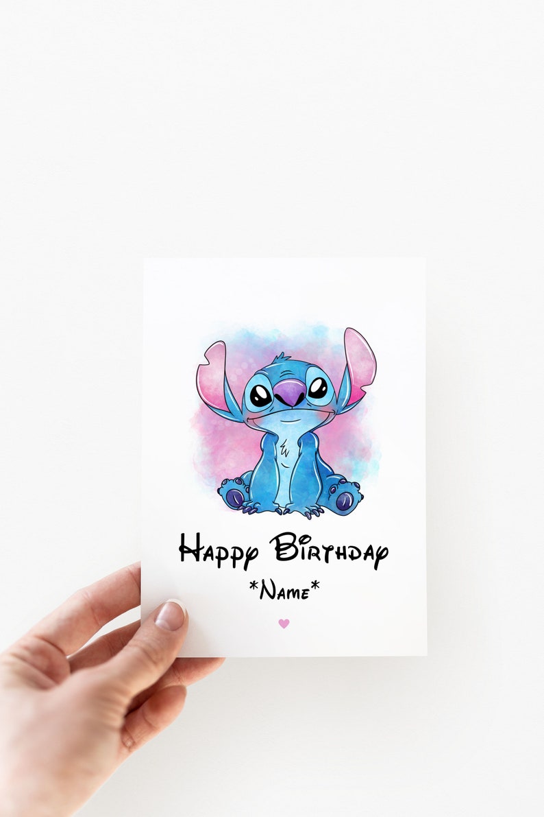 Editable Happy Birthday Stitch Card Personalised Stitch Birthday Party ...