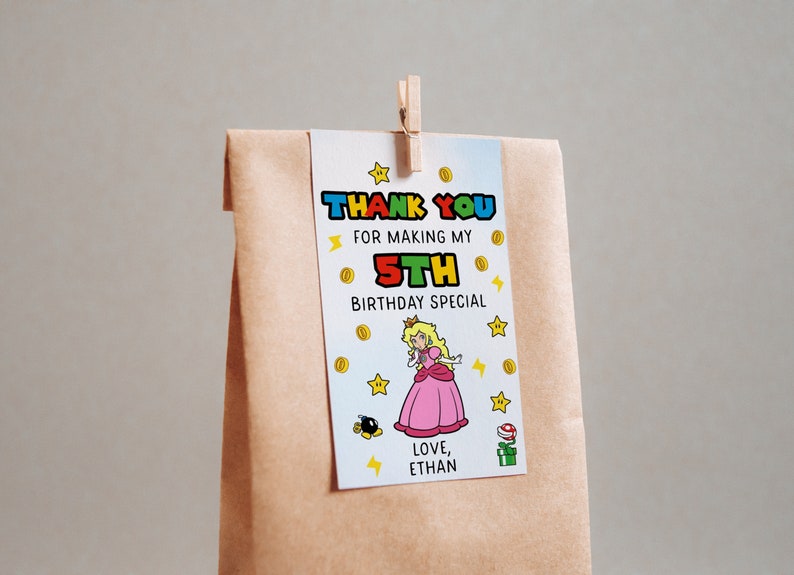 Editable Mario Bros Thank You Tag Super Mario Birthday Gift Tag Super ...
