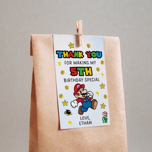 Editable Mario Bros Thank You Tag Super Mario Birthday Gift Tag Super ...