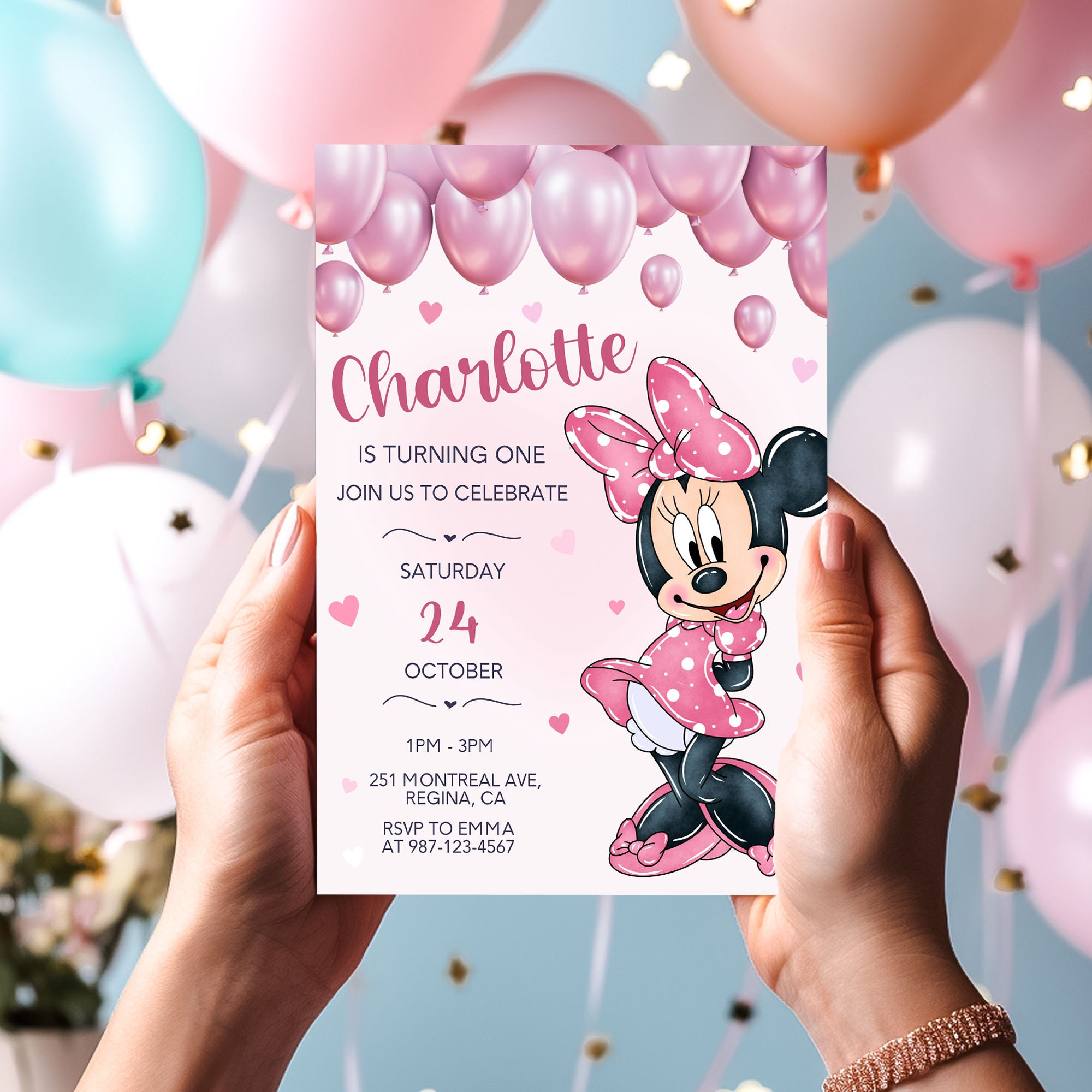 Editable Minnie Birthday Invitation Inspired Invite Any Age Digital 5x7 ...