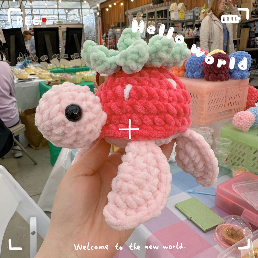 Crochet Strawberry Turtle Amigurumi Plushie - Etsy