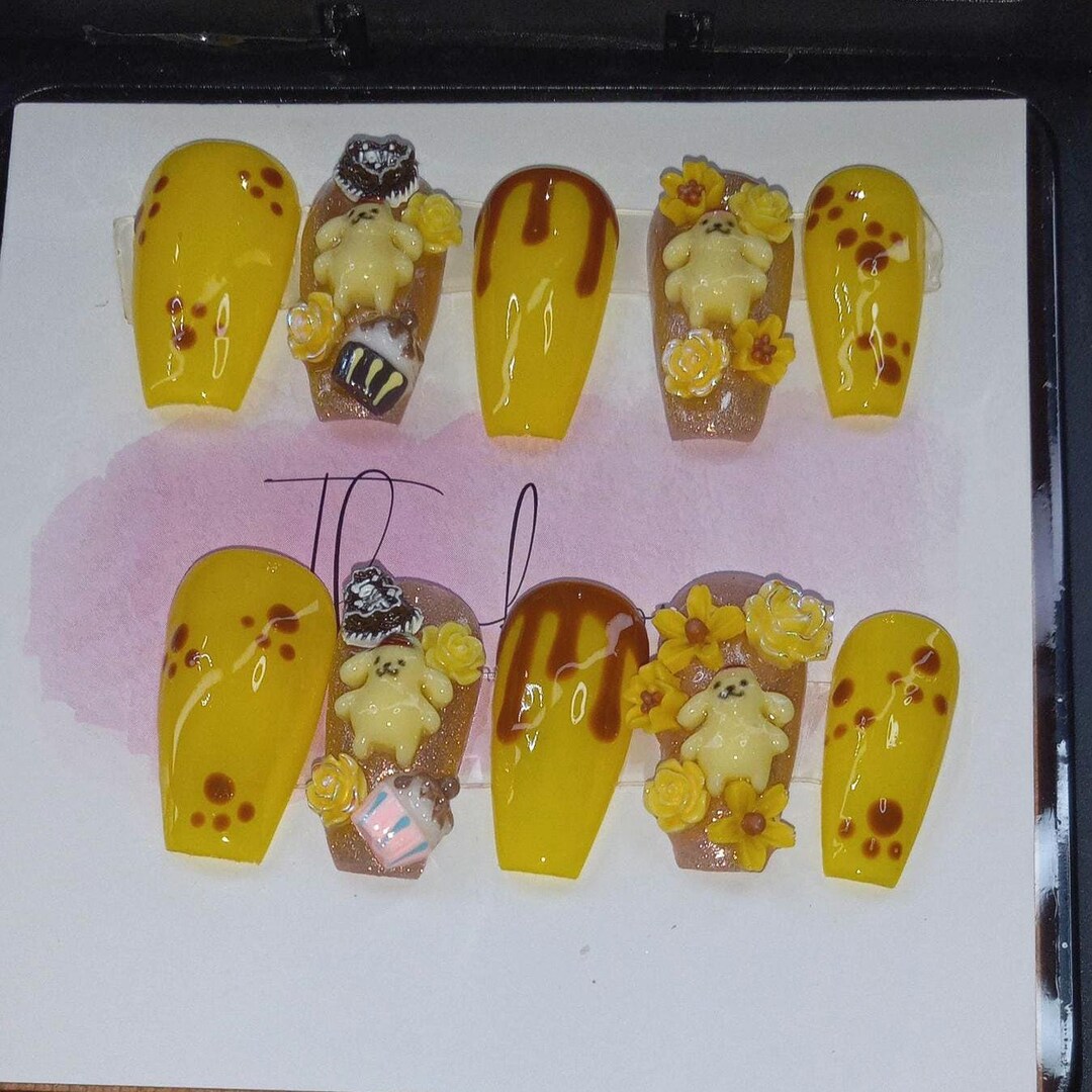 Pompompurin Sm Coffin Nails - Etsy