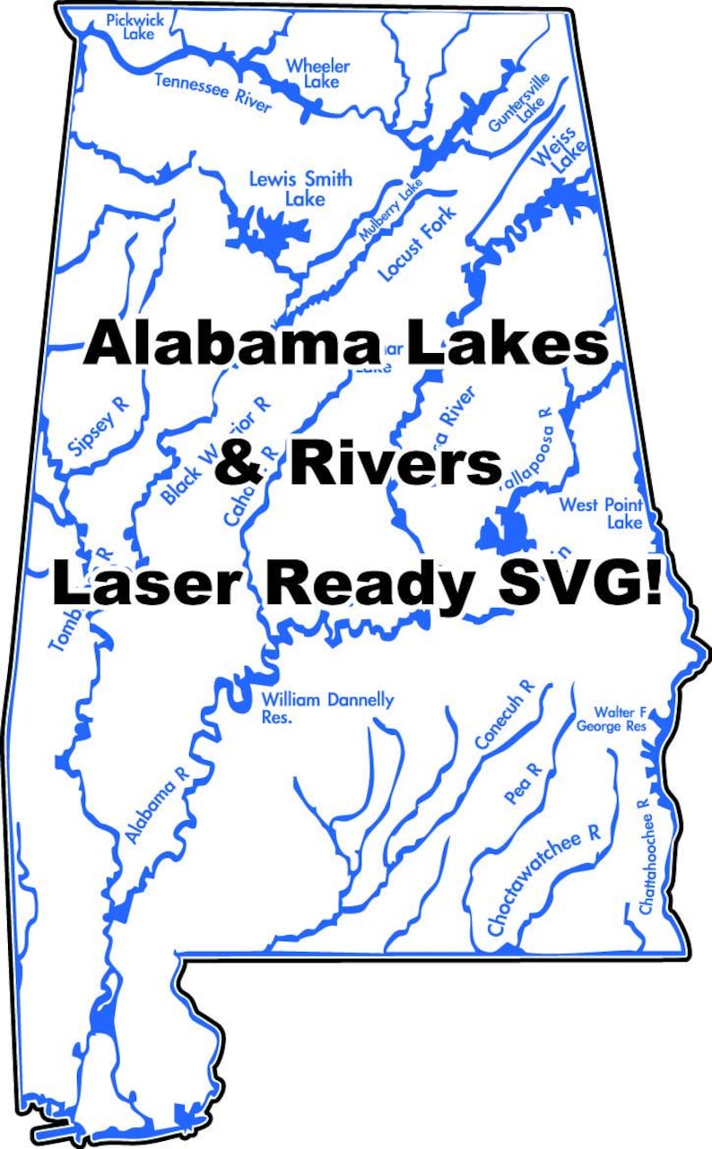 Alabama Lakes and Rivers Laser-ready SVG - Etsy