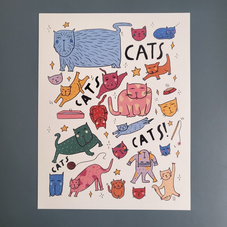 Cats! Cats! Cats! Art Print - Great for Cat Lovers - Etsy
