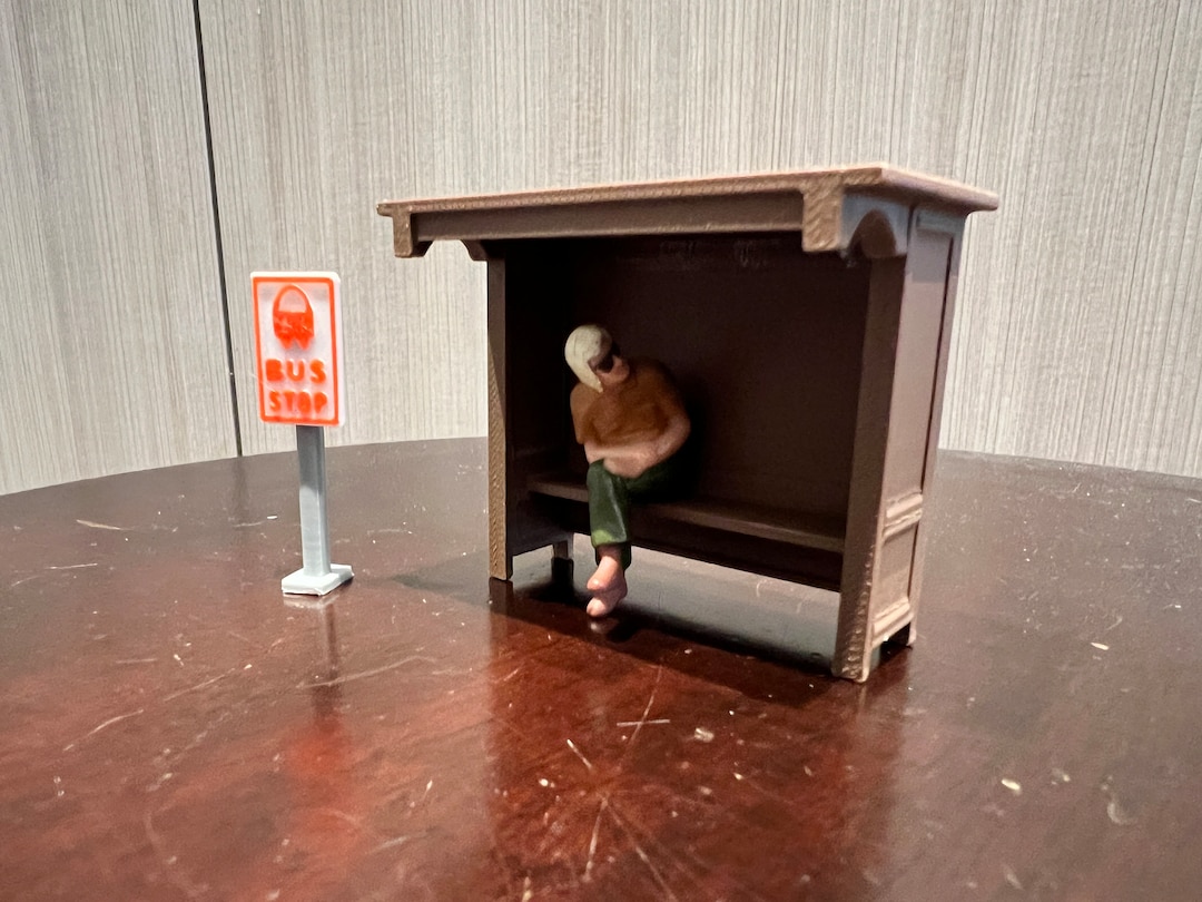 O Scale Wooden Bus Stop Booth W/ Sign (2) - Etsy
