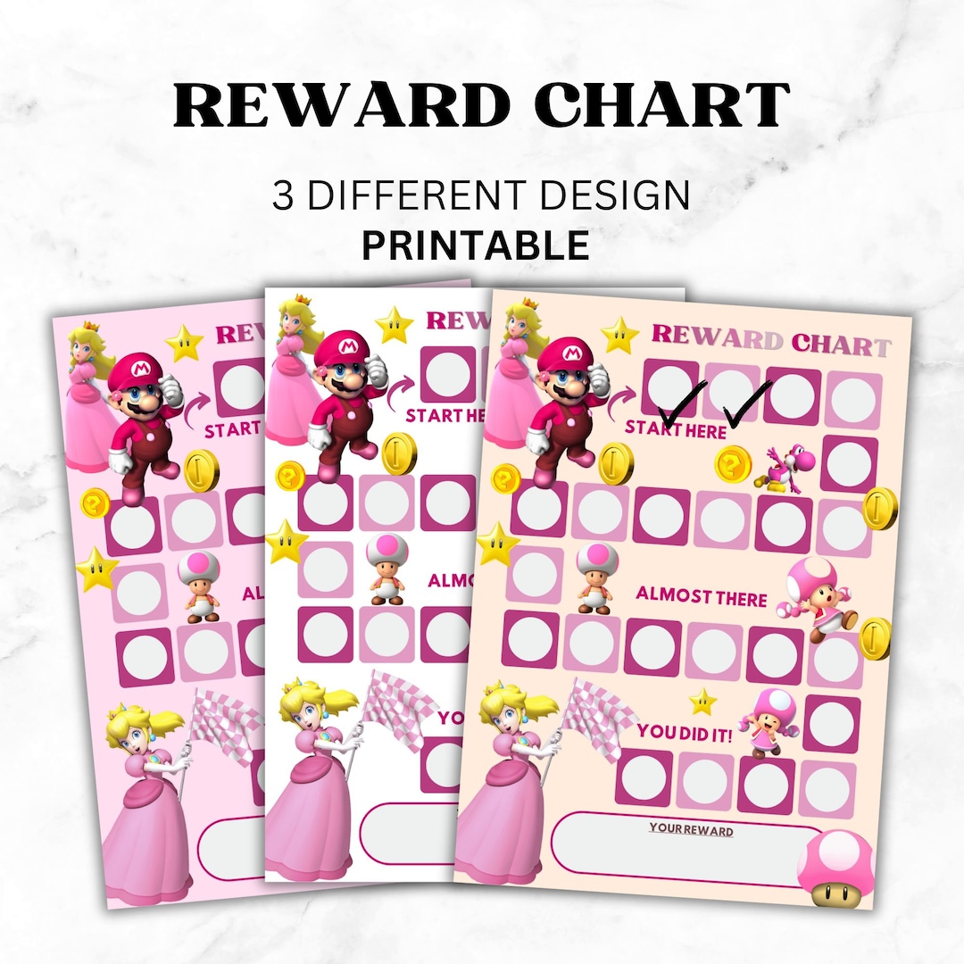 SUPER MARIO Reward Chart Printable Mario Behavior Chart - Etsy