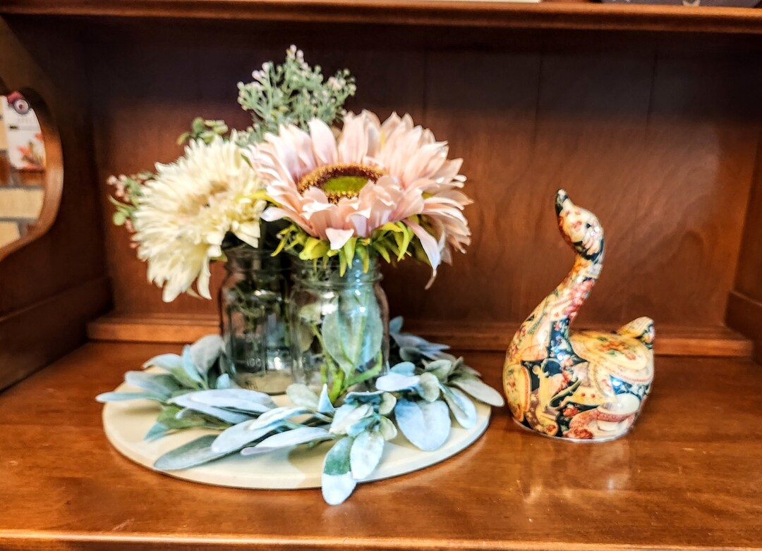 Vintage Porcelain Decoupage Swan Patchwork Figurine Swan - Etsy