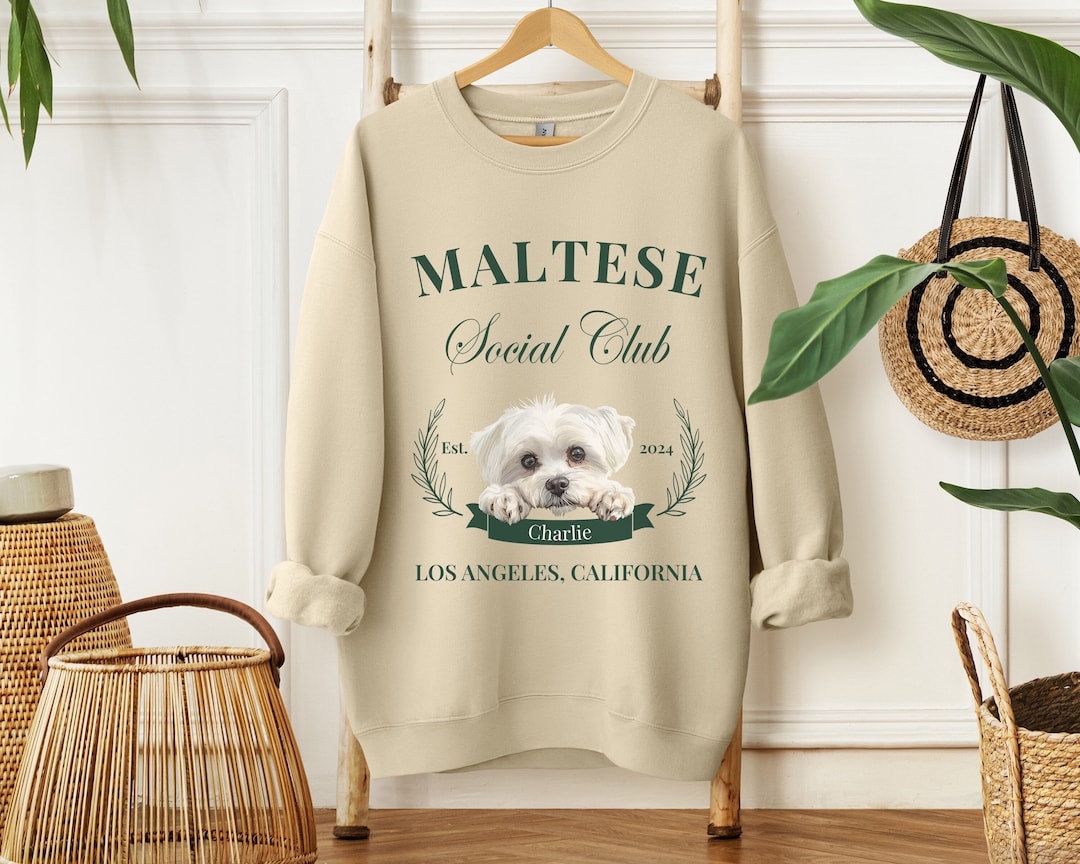 Maltese Sweatshirt, Custom Maltese Social Club Sweatshirt, Maltese Mom ...