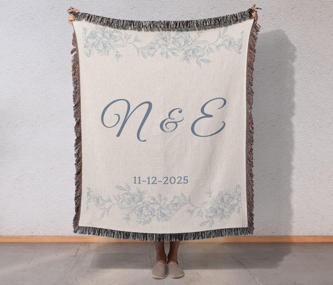 Custom Initials Blanket for Couples, Personalized Woven Throw ...