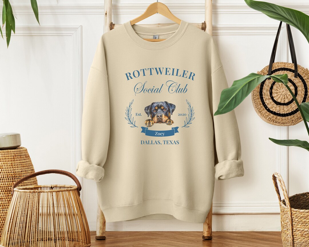 Rottweiler Sweatshirt, Custom Rottweiler Social Club Sweater ...