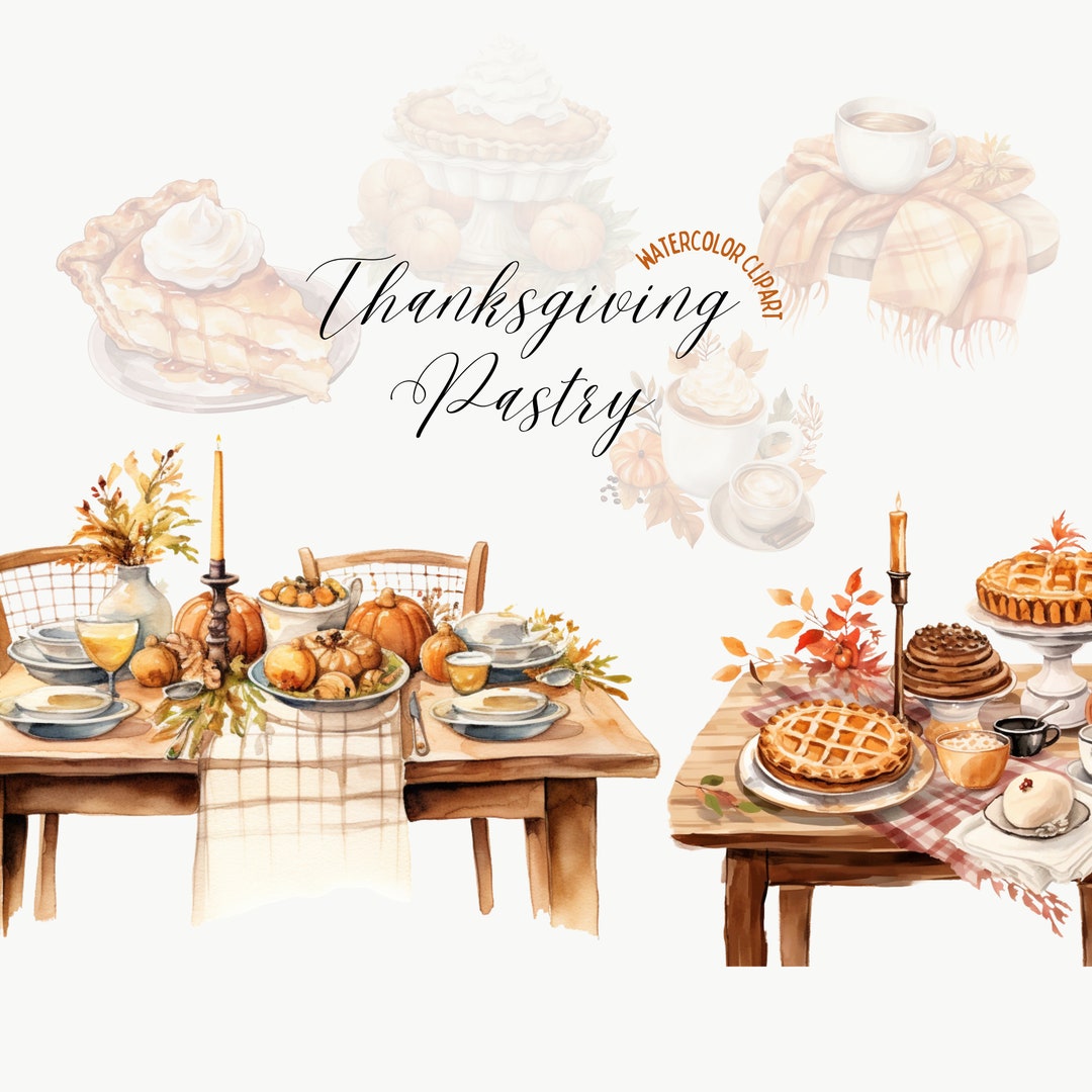 26 Thanksgiving Pie Clipart Thanksgiving Watercolor Clipart Autumn ...