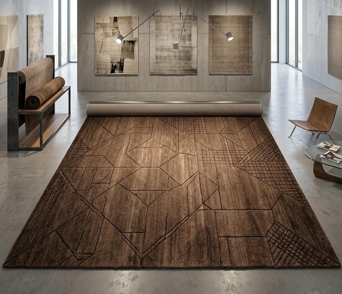 Brown Hand Tufted Texture Area Wool Rug 5x7, 6x9, 8x10, 10x14, 12x15 ...