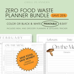 Zero Food Waste Kitchen Printables Bundle, Low-waste Living, Flexible ...