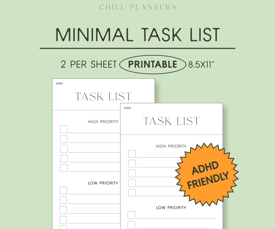 Minimal To-do List, Printable Task List, Prioritized, Adhd-friendly - Etsy