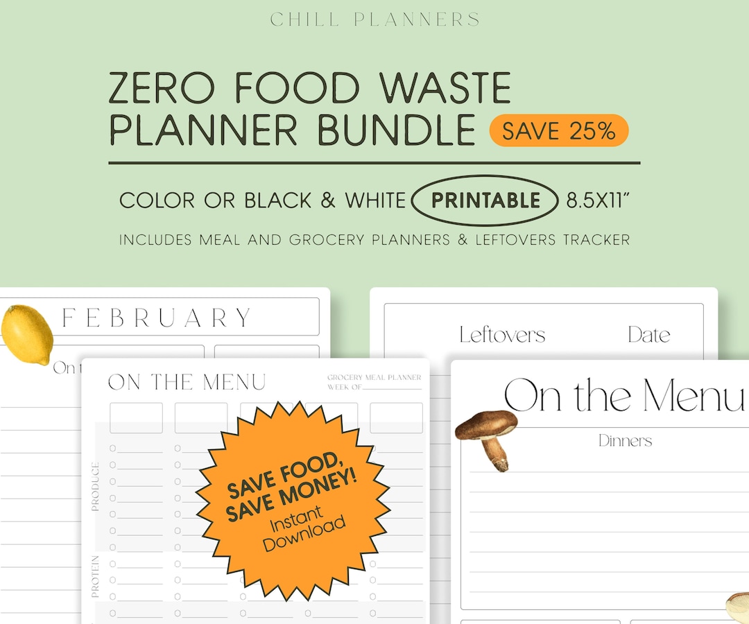 Zero Food Waste Kitchen Printables Bundle, Low-waste Living, Flexible ...