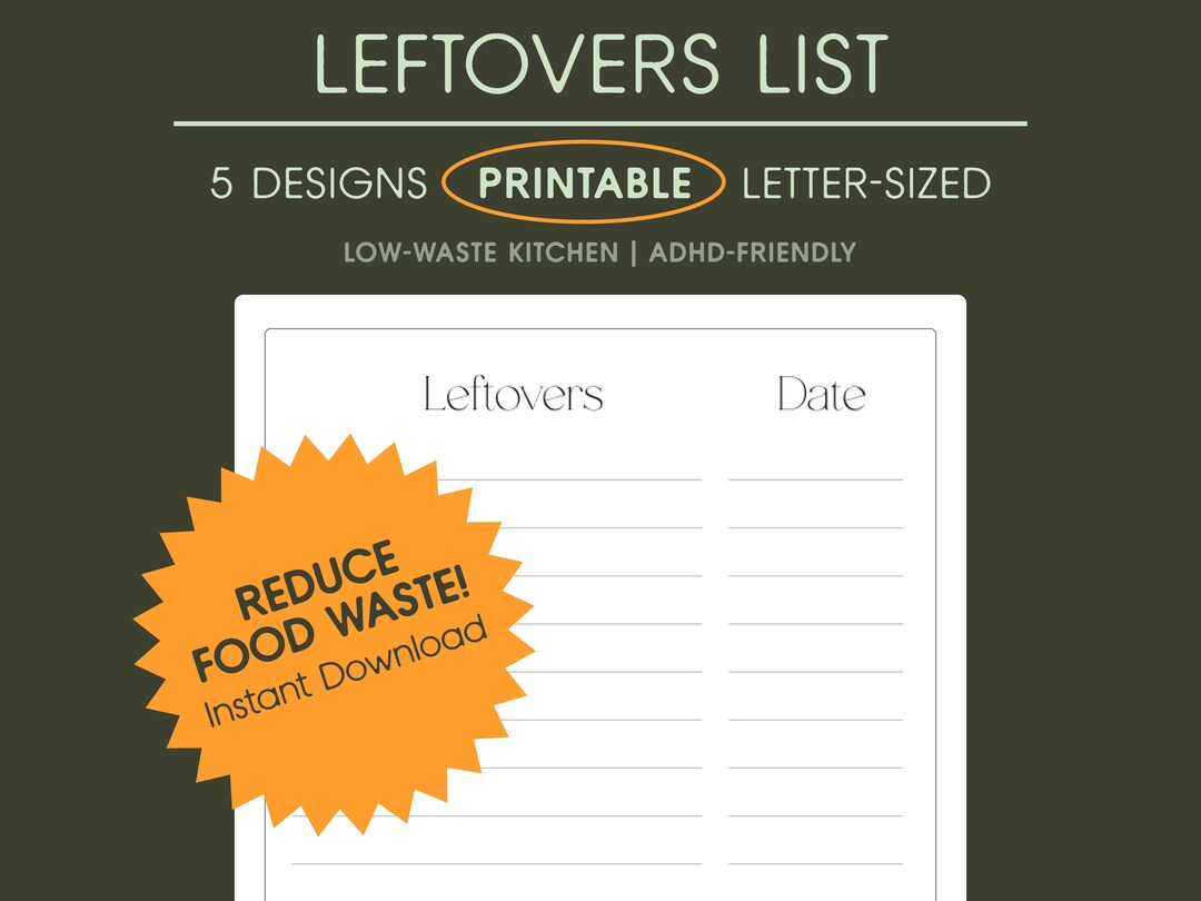 Leftovers List and Fridge Inventory Tracker, Low-waste Kitchen - Etsy