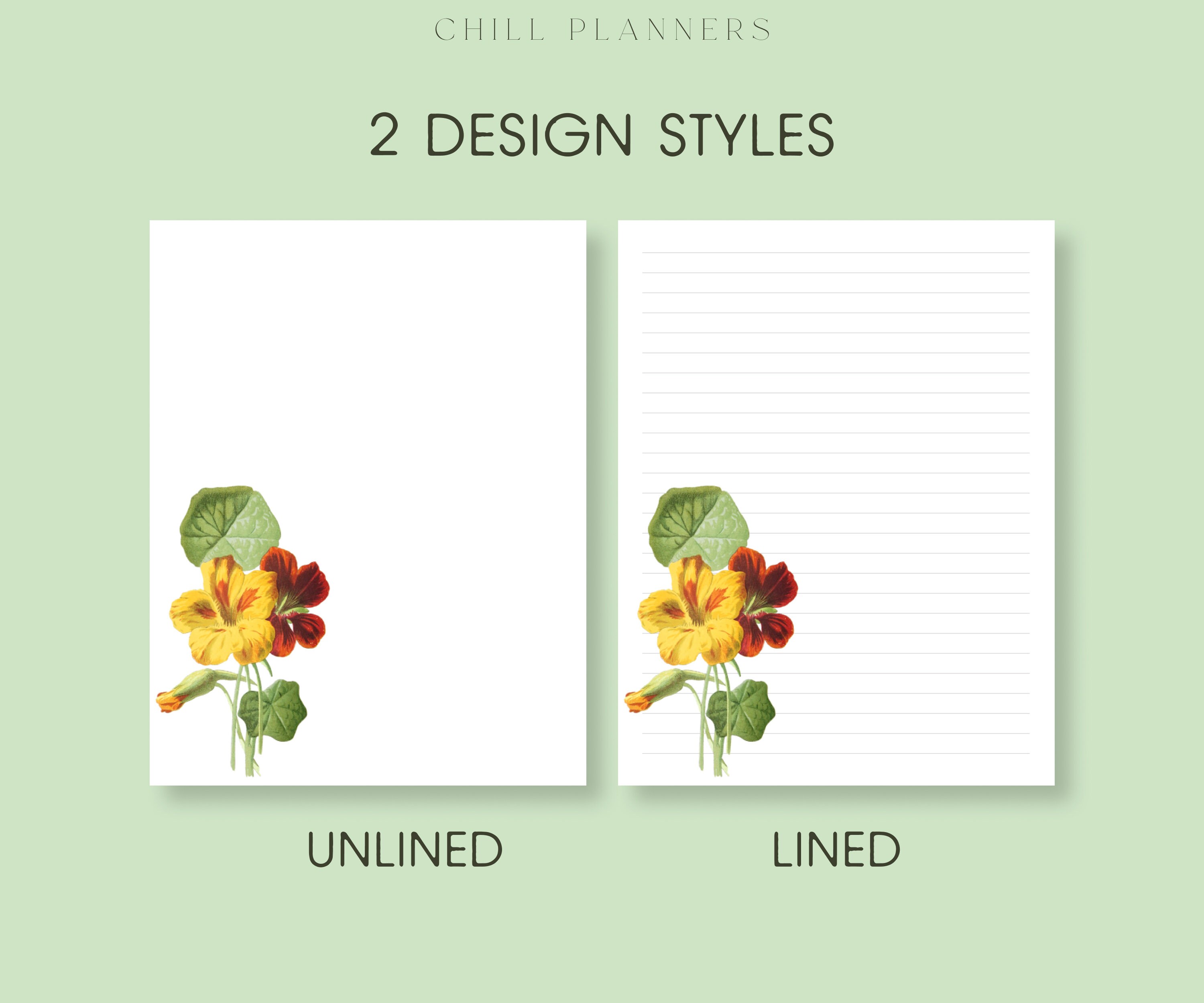 Printable Floral Stationery Set, Printable Writing Paper, Letter ...
