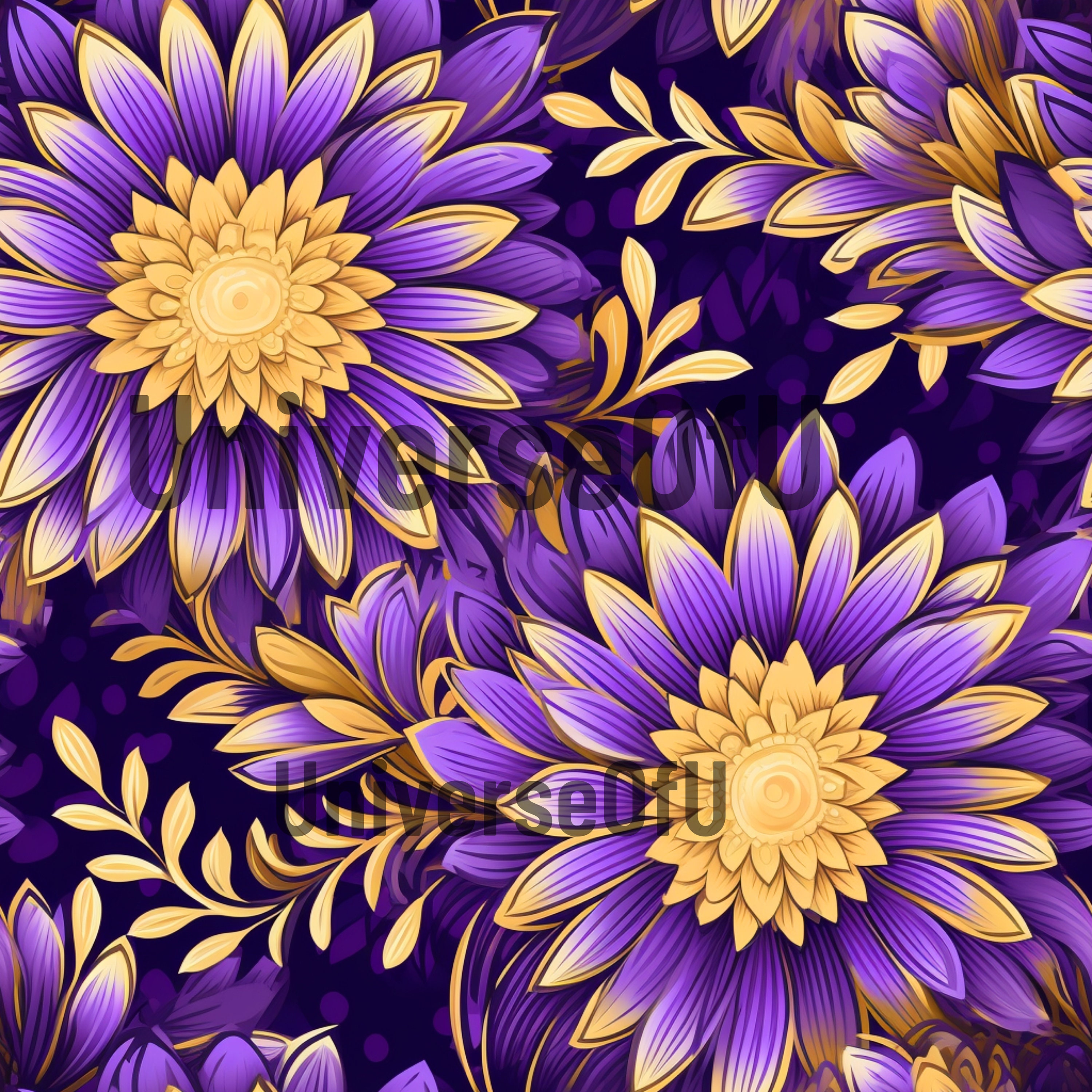 Boho Chic Floral Patterns Seamless Patterns Digital Download Violet Flower Patterns Digital Art ...