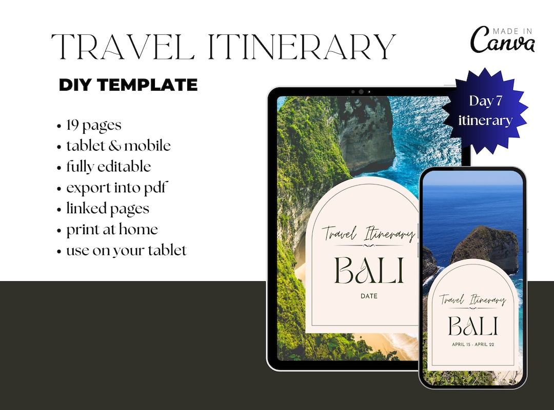 Editable Travel Itinerary Template Digital Travel Planner - Etsy