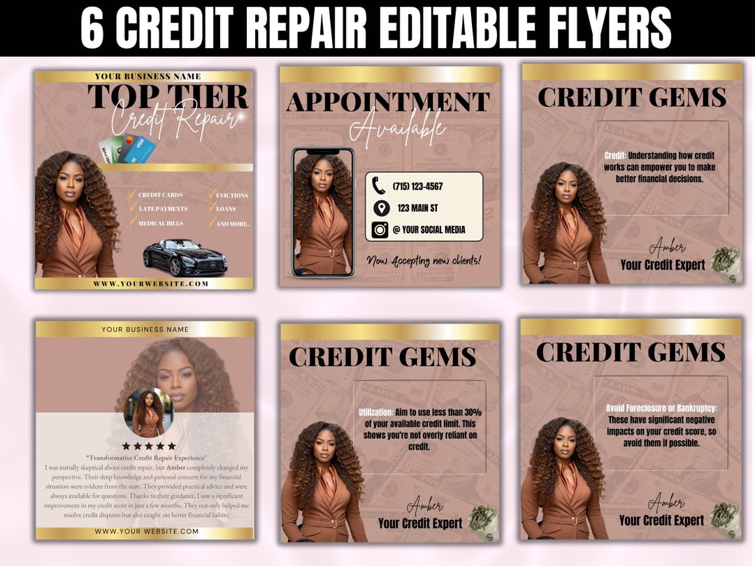 Credit Repair Flyer,editable Template, DIY Flyer, Credit Fix, Canva ...