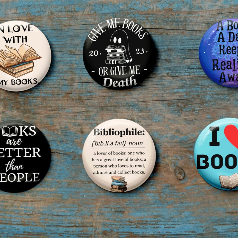 Library Buttons - Etsy