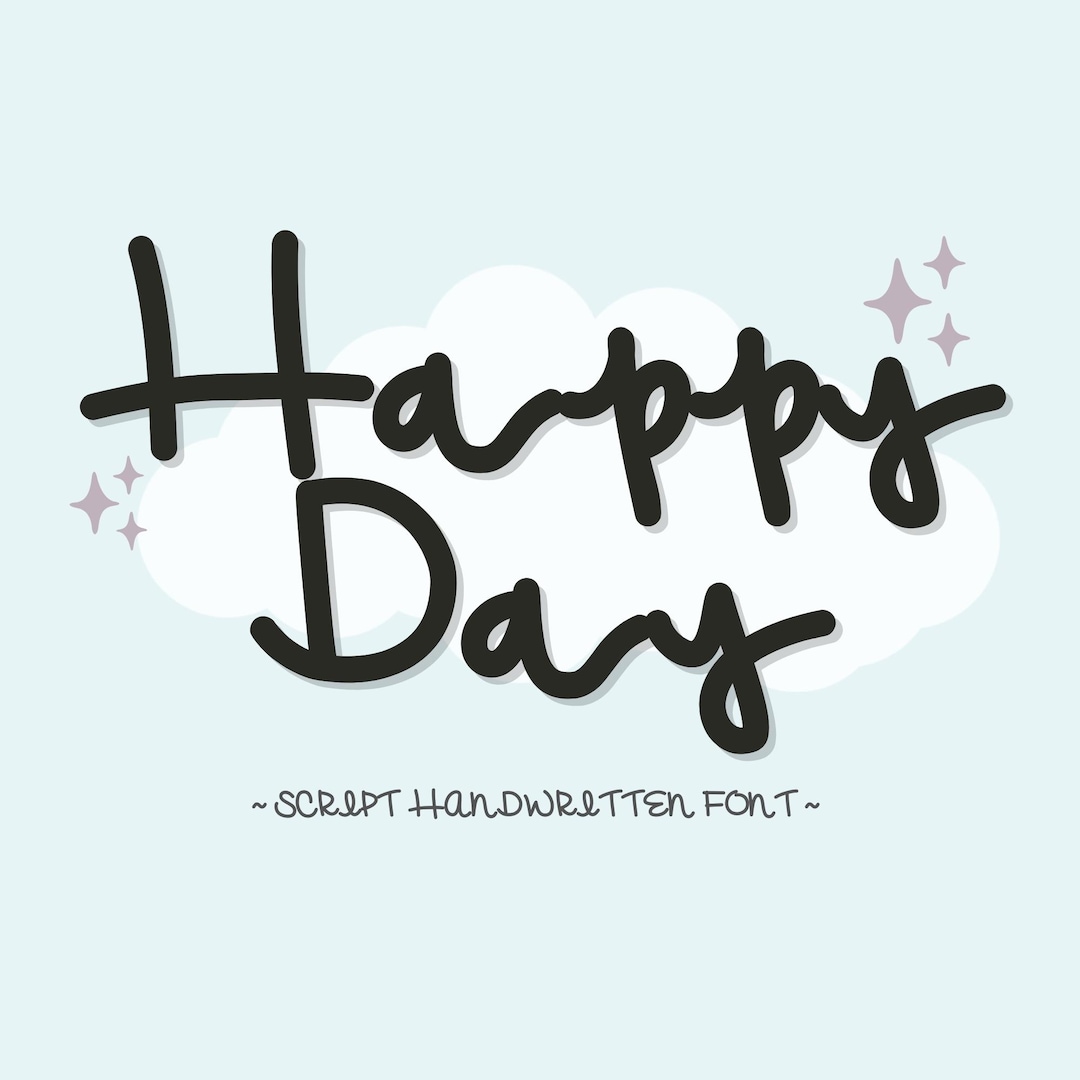 Happy Day Script Font: Handwritten Style (TTF & OTF) (digital Download ...