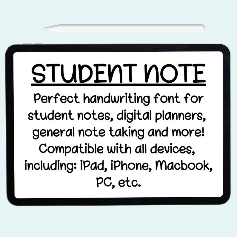Handwritten Font for Goodnotes | Student Note Font (OTF/TTF Digital ...