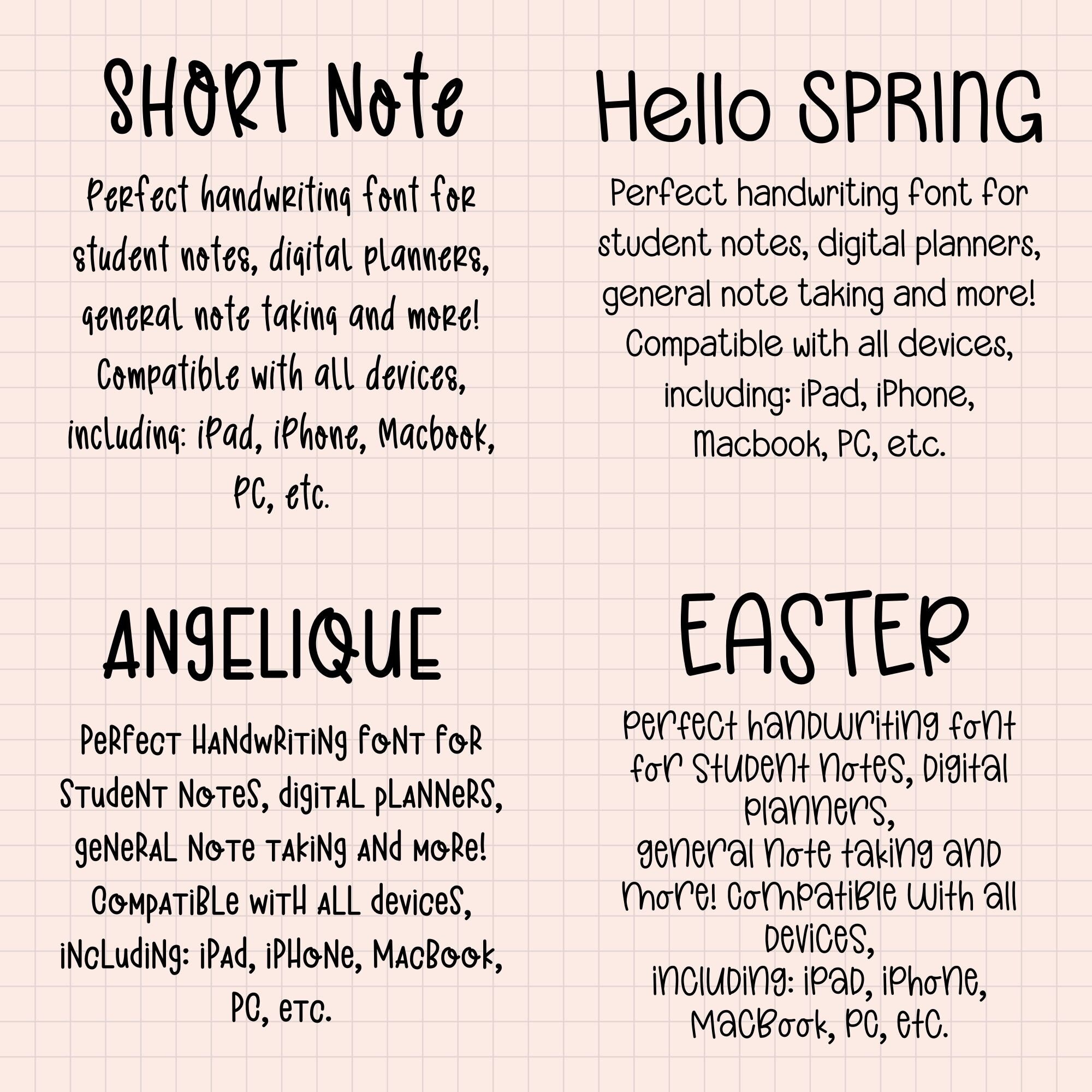 Handwritten Font Bundle Set 1-4, Font Bundle, Goodnotes Fonts, Note ...