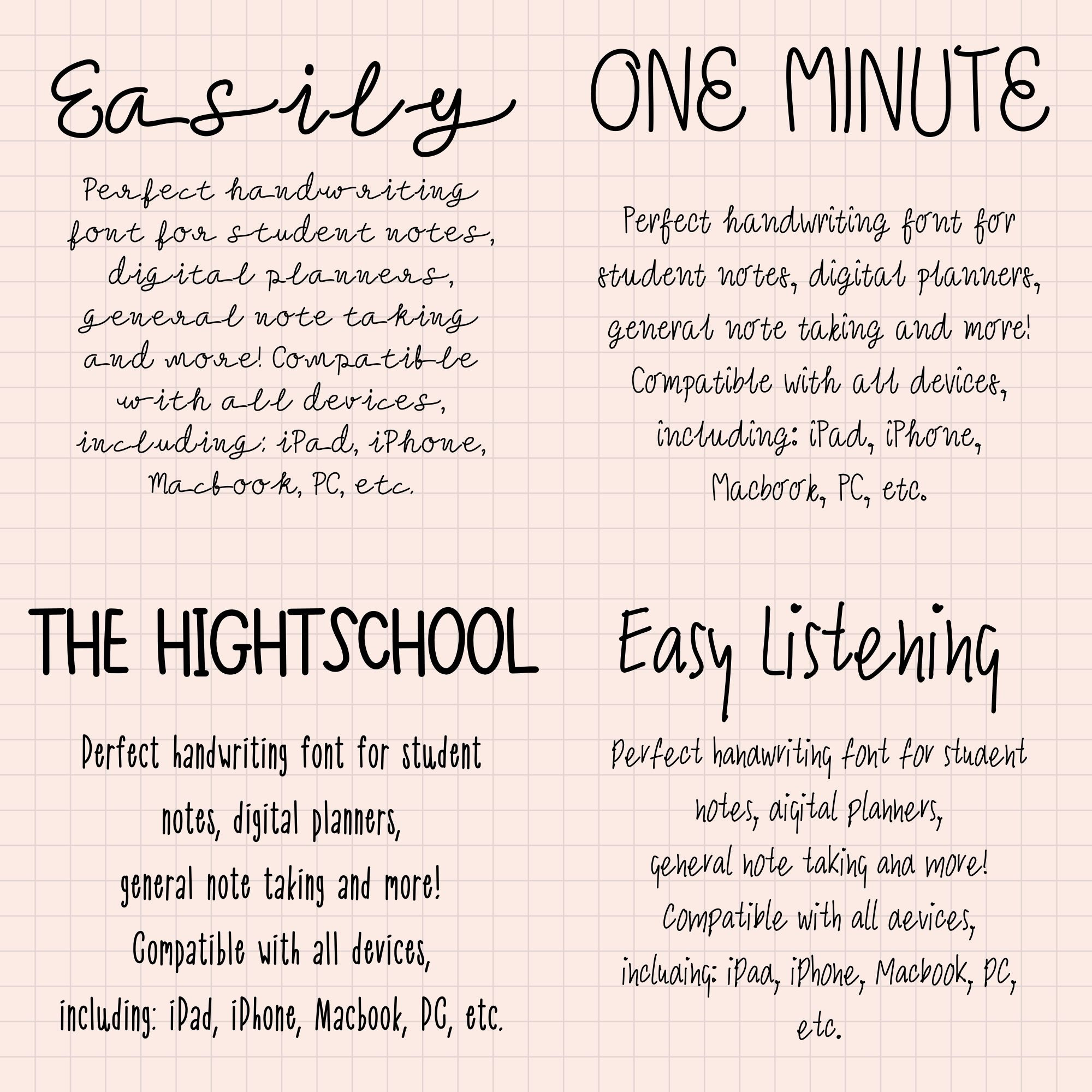 Handwritten Font Bundle Set 1-4, Font Bundle, Goodnotes Fonts, Note ...