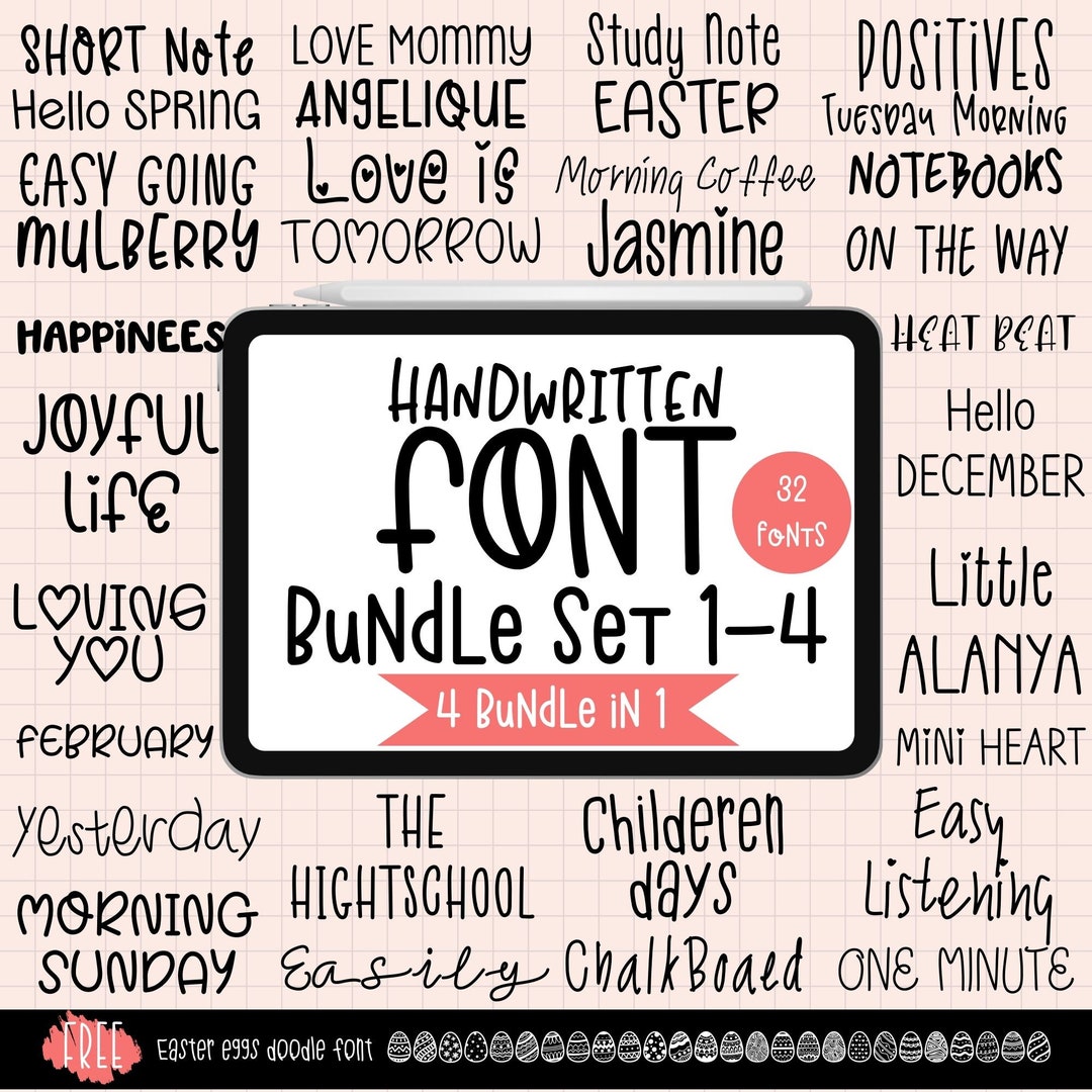 Handwritten Font Bundle Set 1-4, Font Bundle, Goodnotes Fonts, Note ...