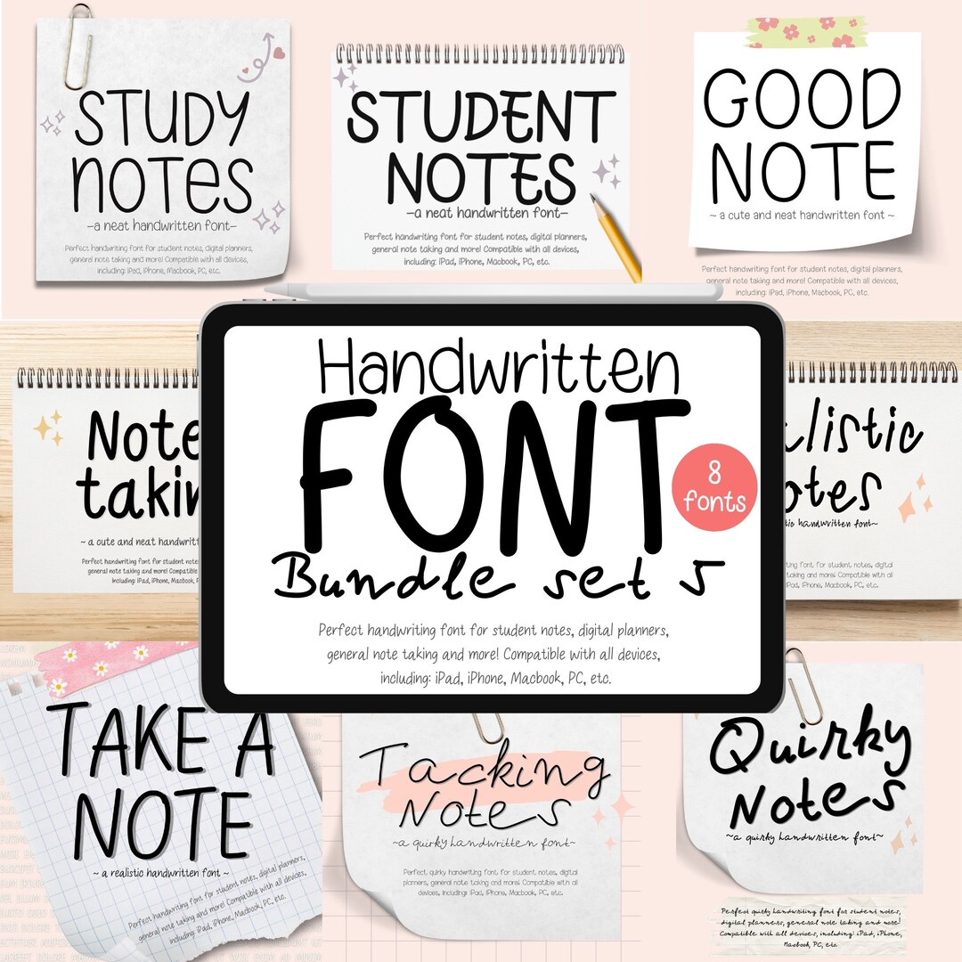 Handwritten Font Bundle | Note Taking Font Neat Handwritten Font ...
