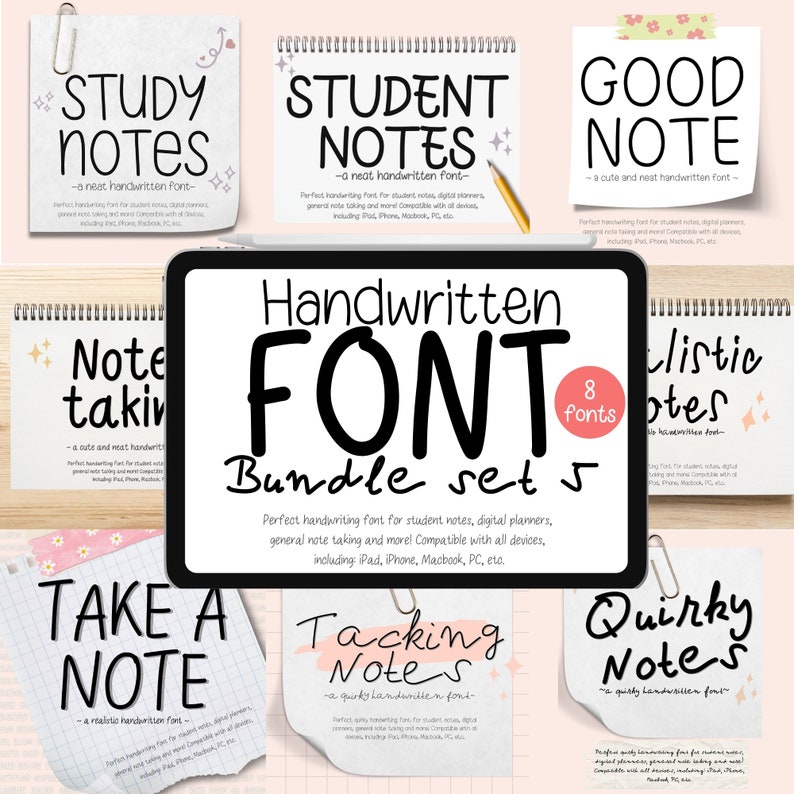 Handwritten Font Bundle Note Taking Font Neat Handwritten Font Digital ...