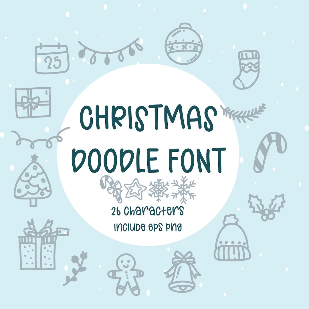 Christmas Doodle Font, Doodle Font, Christmas Dingbats, Cute Christmas ...