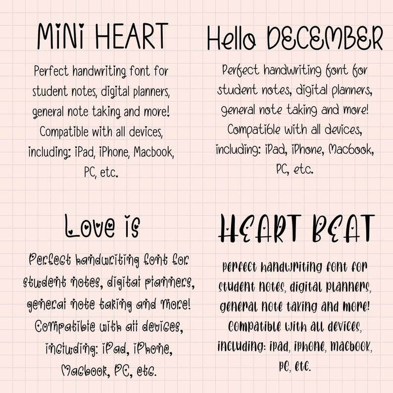 Handwritten Font Bundle Set 1-4: 32 Fonts for Goodnotes (TTF & OTF) - Etsy