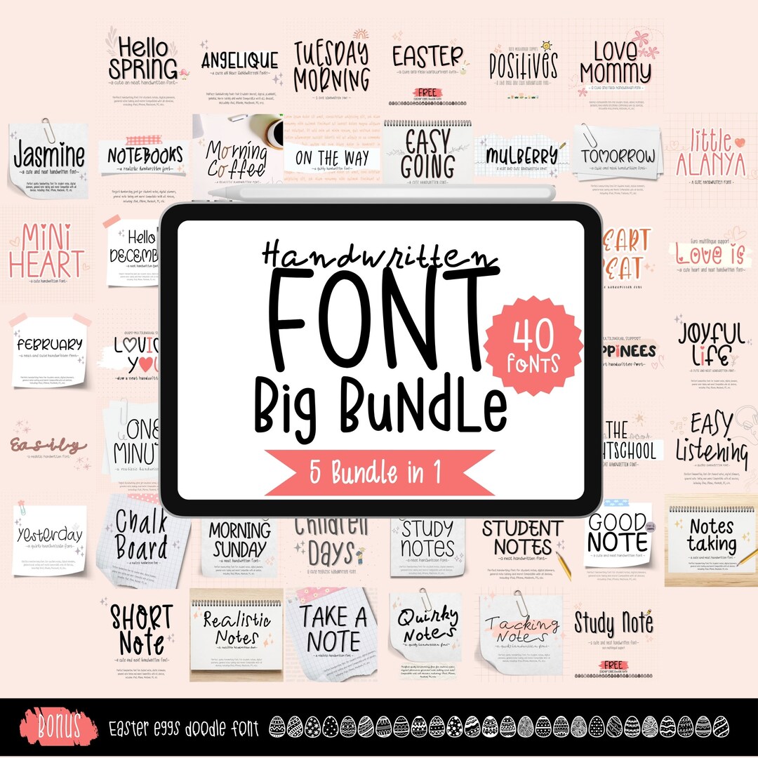 Handwritten Font Big Bundle | Font Bundle for Digital Note and Digital ...