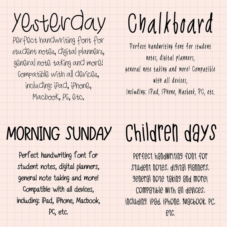 Handwritten Font Bundle Set 1-4: 32 Fonts for Goodnotes (TTF & OTF) - Etsy