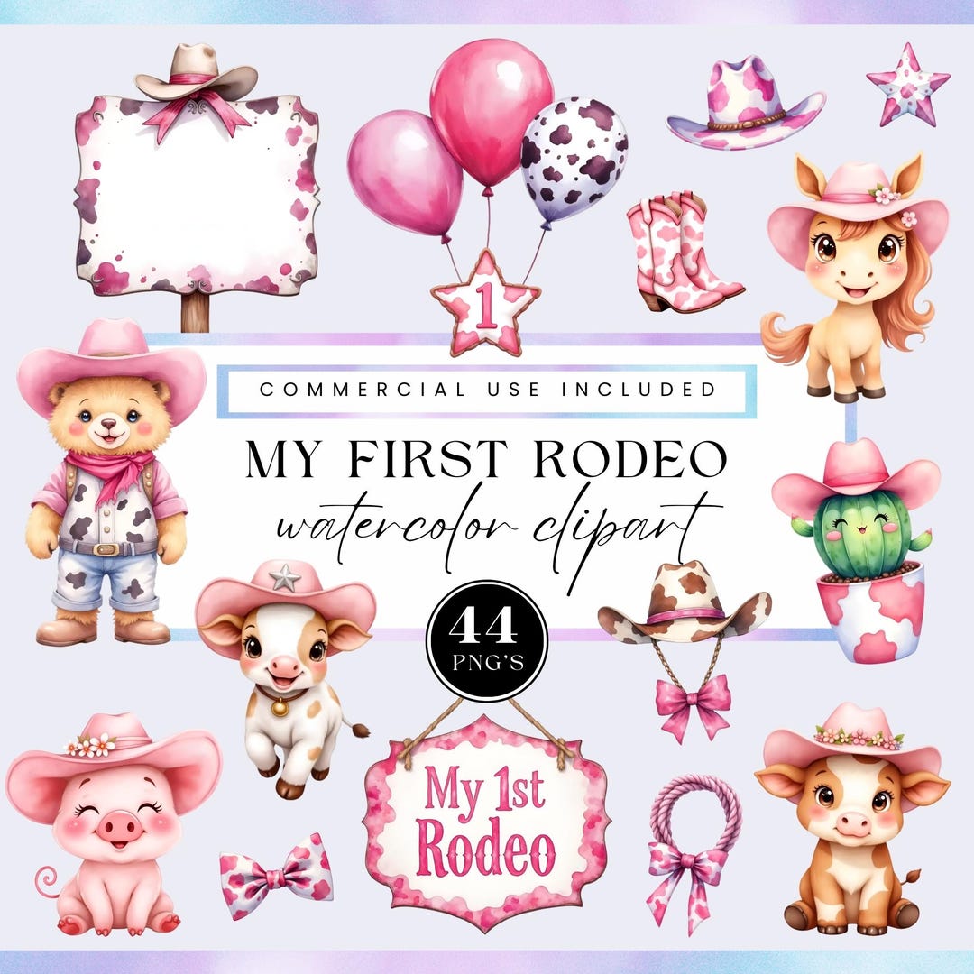 My First Rodeo Pink Clipart Bundle, 1st Rodeo Girl Clip Art ...